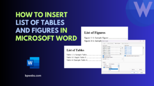 How to Insert List of Tables and Figures in Microsoft Word | bpwebs.com
