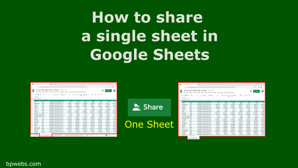 How to share a single Sheet in Google Sheets | bpwebs.com