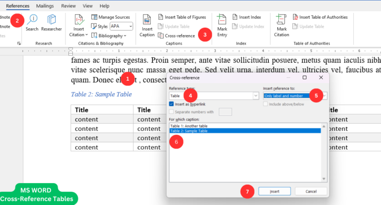 How to Link Word Table Caption to Document Body: Cross-Reference ...