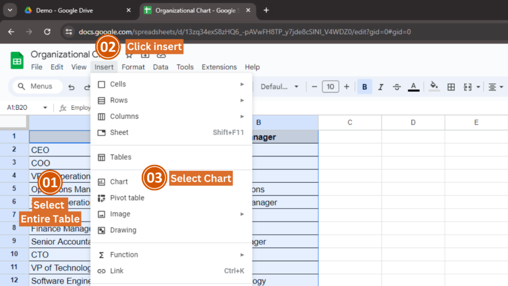 Creating Organizational Charts with Google Sheets | bpwebs.com
