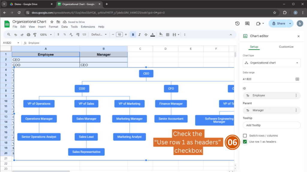 Creating Organizational Charts with Google Sheets | bpwebs.com